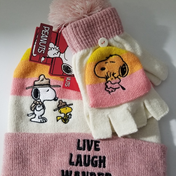 Peanuts | Accessories | Peanuts Snoopy Little Girls Winter Hat And Open ...